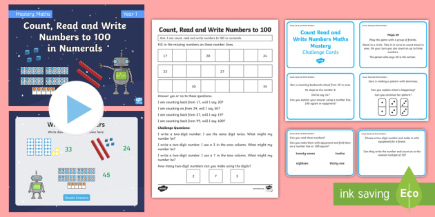 Year 1 Count Read and Write Numbers Maths Mastery Bumper Pack