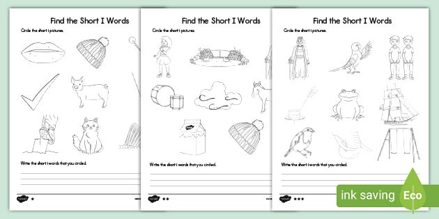 Phonics: Find the Short I Words Differentiated Activity