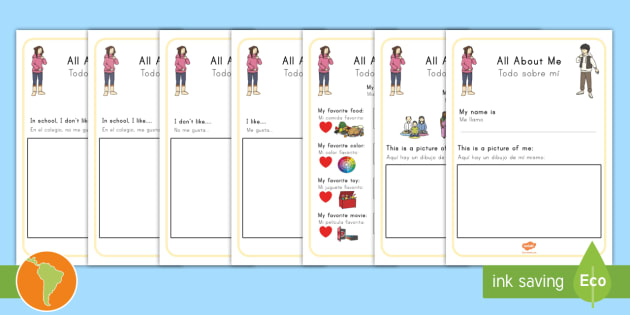 All About Me Book English/Spanish (teacher made)