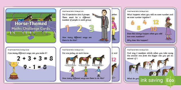 Horse-Themed Maths Challenge Cards - Year 1/2 challenge cards