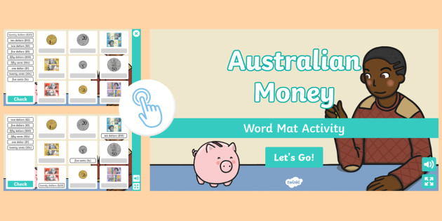 FREE! - Australian Money Interactive Word Mat (teacher made)