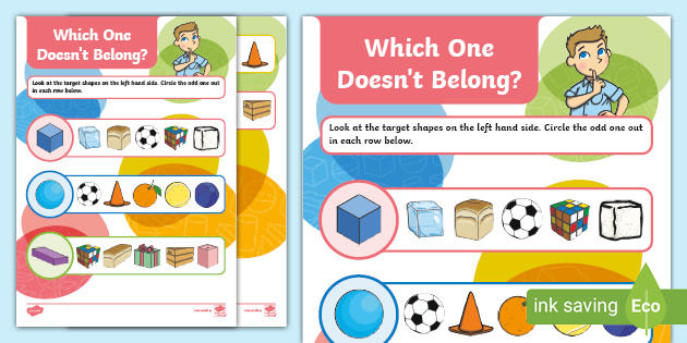 Which One Doesn't Belong? 3D Shapes Activity Sheet