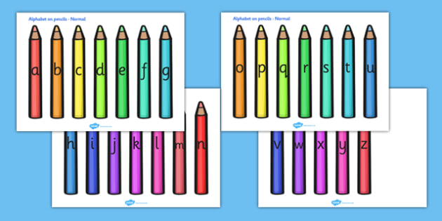 FREE! - A-Z Alphabet on Coloured Pencils (A4) (teacher made)