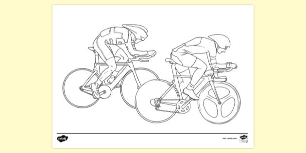 Track Cyclists Colouring Sheet | Colouring Sheets
