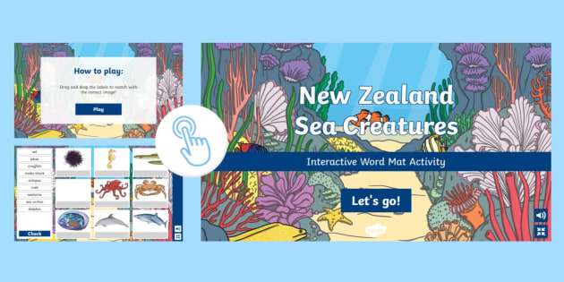 New Zealand Sea Creatures Interactive Word Mat Activity