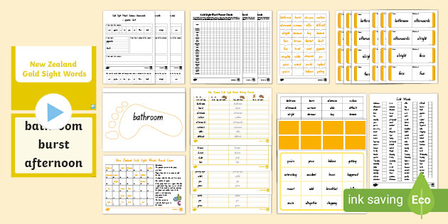 New Zealand Gold Sight Words Resource Pack (teacher made)