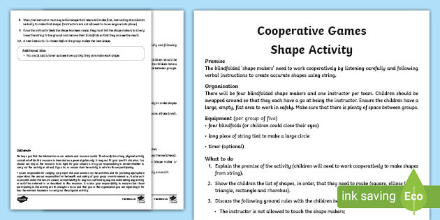 Cooperative Games Shape Activity (Teacher-Made)