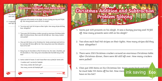 Christmas Addition And Subtraction - Fun Christmas Maths
