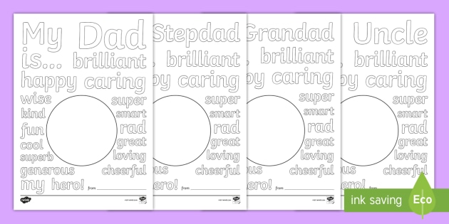Father s Day Drawing And Colouring Sheet Describing Words Father s Day Drawing And Colouring Sheet Describing Words