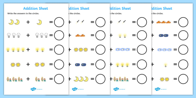 FREE! - Light and Dark Addition Sheet (teacher made)