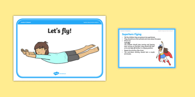 Superhero Flying Cool-Down Activity Card (teacher made)