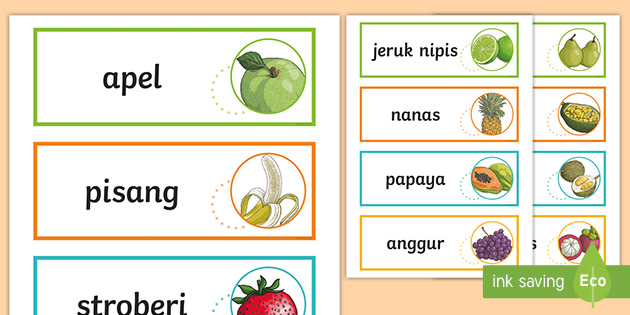Indonesian Fruit Word Cards (teacher made)