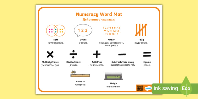 FREE! - Russian Translation Numeracy Instructions Word Bank