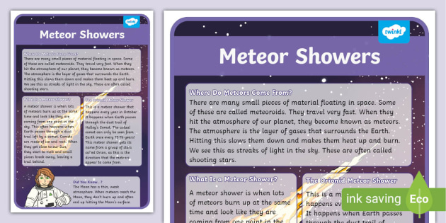 Meteor Showers Information Poster (teacher made)