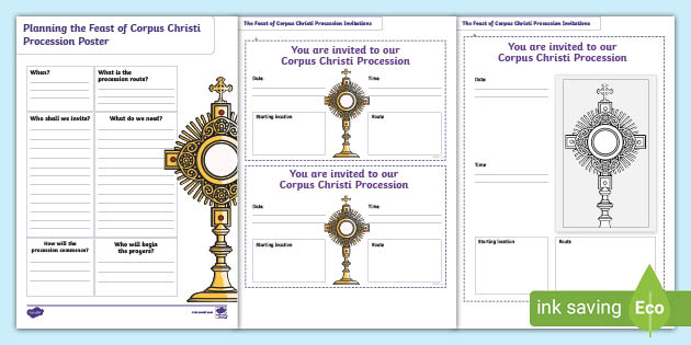 Catholic Plan a Procession for the Feast of Corpus Christi Worksheet