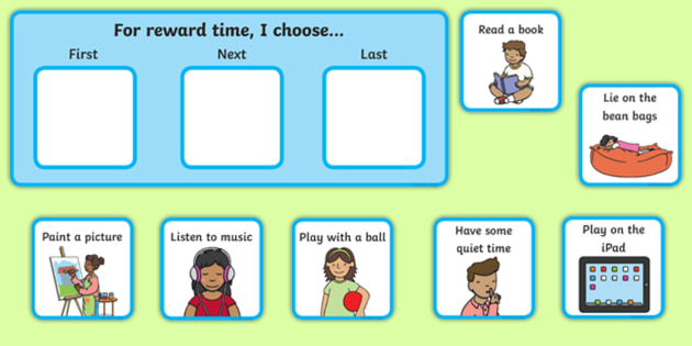 'For Reward Time I Choose...' Choice Board (teacher made)