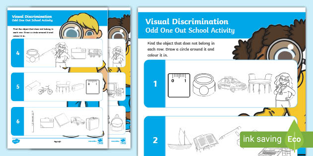 Visual Discrimination Odd One Out School Activity