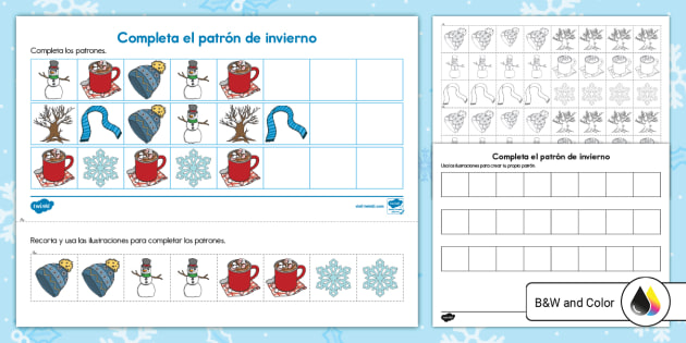 Hoja De Trabajo Con Patrones De Invierno