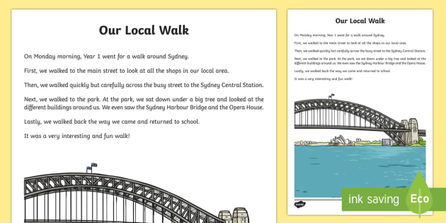 Our Local Walk Literary Recount Writing Sample