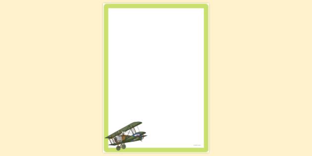FREE! - Simple Blank Ww1 Plane Sopwith Camel Page Border | Page Borders