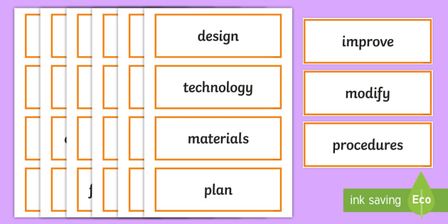 Design Technology Vocabulary Cards (teacher made)