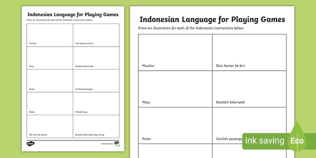Playing Games Read and Draw Worksheet Indonesian