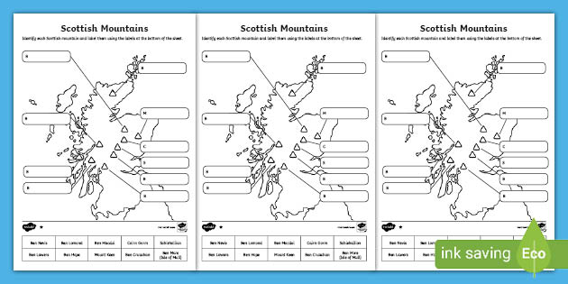 Scottish Mountains Labelling Activity (teacher made)