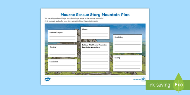 Mourne Rescue Story Mountain Plan Worksheet (teacher made)