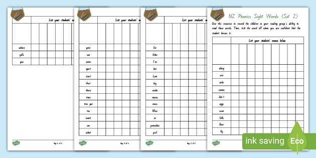 Phonics Plus Tupu Word List Teacher Checklist