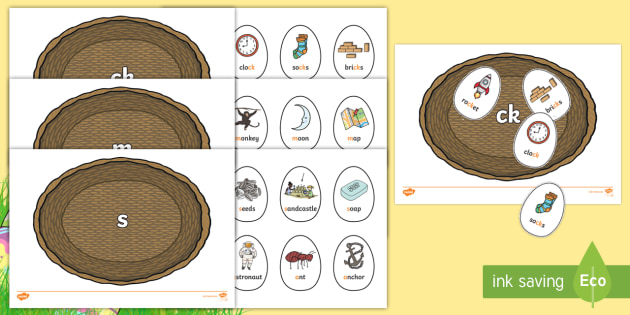 Phase 2 Easter Egg Sorting Phonics Game (teacher made)