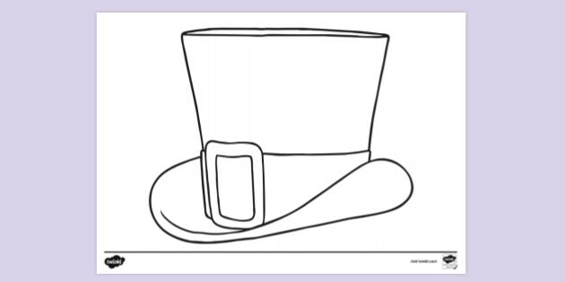 FREE! - Green Top Hat Colouring Sheet | Colouring Sheets