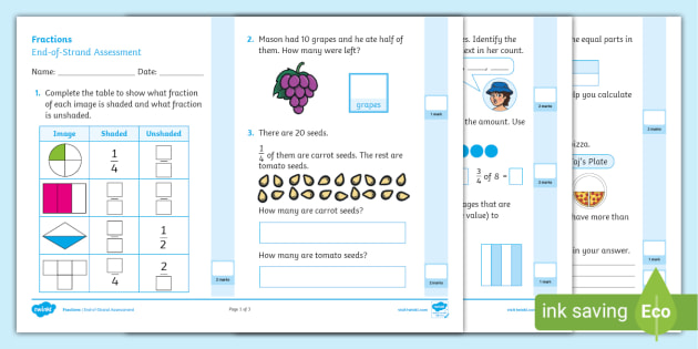 👉 Year 2 Fractions End-of-Strand Assessment