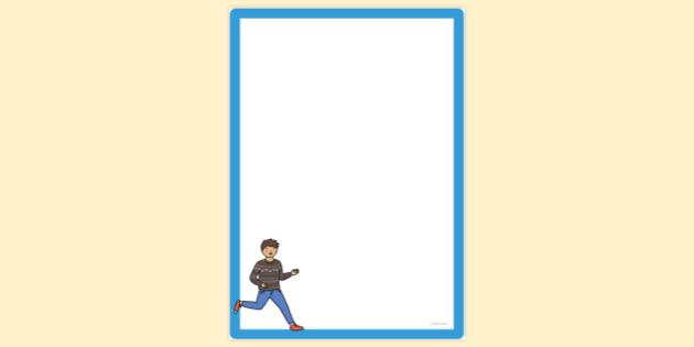 FREE! - Simple Blank Running Boy Page Border | Page Borders | Twinkl