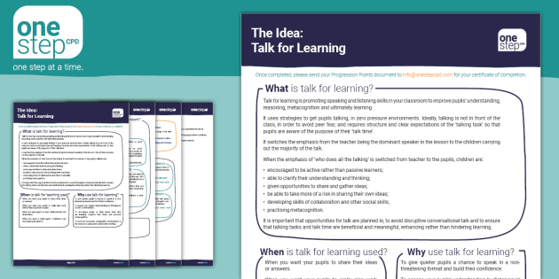 Talk for Learning | OneStep CPD Programme | Twinkl | UK