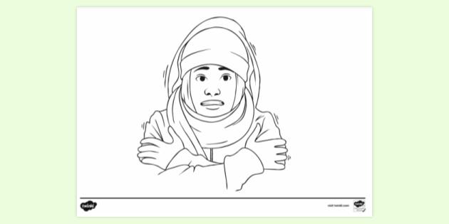 Cold Girl Freezing Colouring | Colouring Sheet