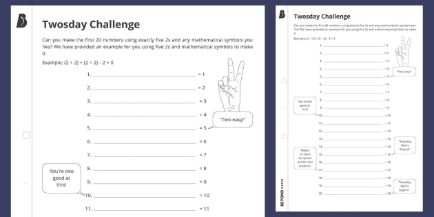Beyond Secondary Resources Twosday Challenge – Maths