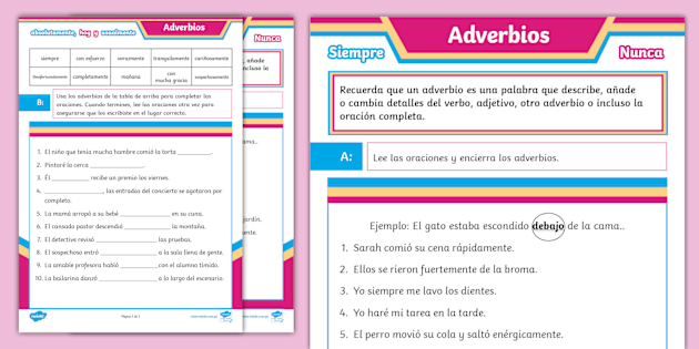 Qu Es El Adverbio Recursos Pedaggicos Tipos De Adverbios Para Sexto De