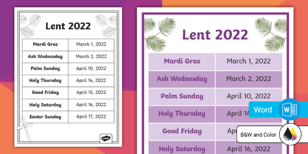 Editable Dates in Lent Poster (teacher made)