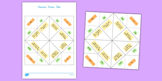 Character Fortune Teller Worksheet / Worksheet, worksheet