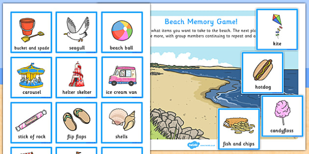 Beach Memory Game - games, activity, activities, sea, remember