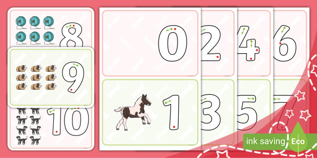 Pets Counting and Number Formation Flashcards 0-10
