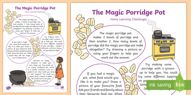 The Magic Porridge Pot Home Learning Challenges Nursery Fs1