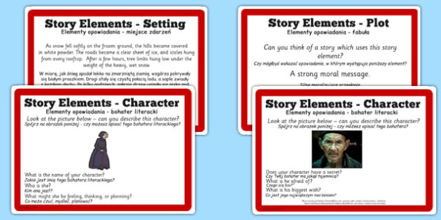 Guided Reading Skills Task Cards Story Elements Polish Translation
