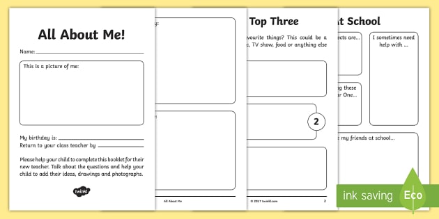 All about Me Y1 to Y2 Transition Booklet (teacher made)