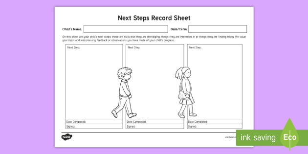EYFS Next Steps Sheet Template (teacher made)