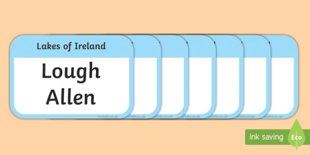 Lakes of Ireland Flashcards-Irish (teacher made)