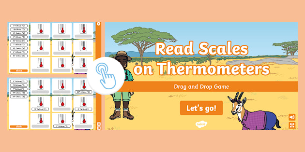 Read Scales on Thermometers KS1 Maths Drag and Drop Game