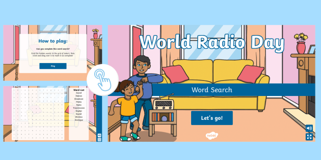 Interactive World Radio Day Word Search (teacher made)