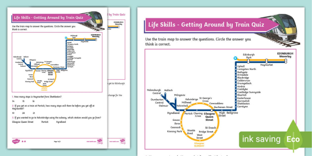 Life Skills - Getting Around by Train Quiz (teacher made)