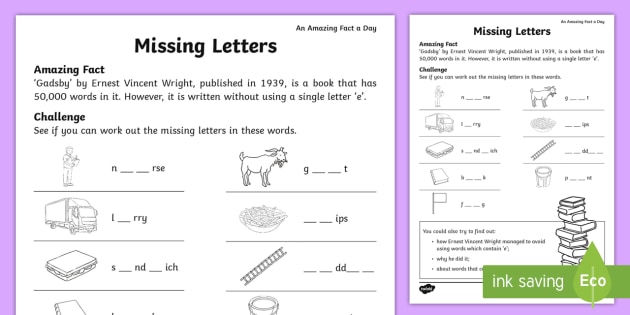 Missing Letters Worksheet Worksheet